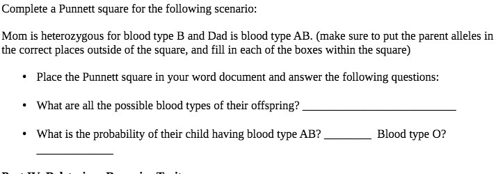 SOLVED: 'Complete Punnett square for the following cenario: Mom is ...