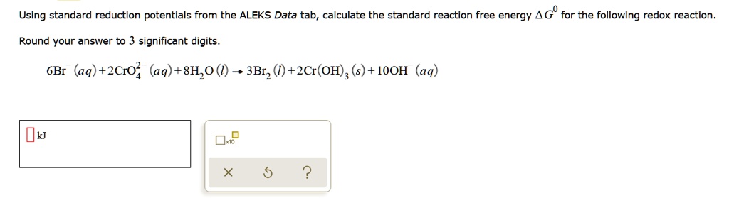 Solved Using Standard Reduction Potentials From The Aleks Data Tab Calculate The Standard