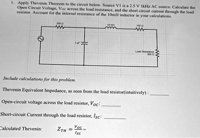Solved Apply Thevenins Theorem To The Circuit Below Source V1 Is A 2
