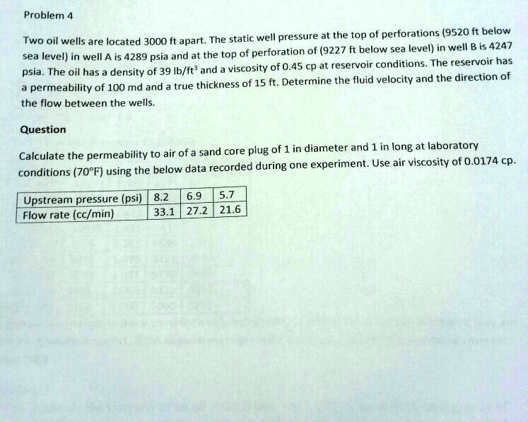 SOLVED: A permeability of 100 md and a true thickness of 15 ft ...