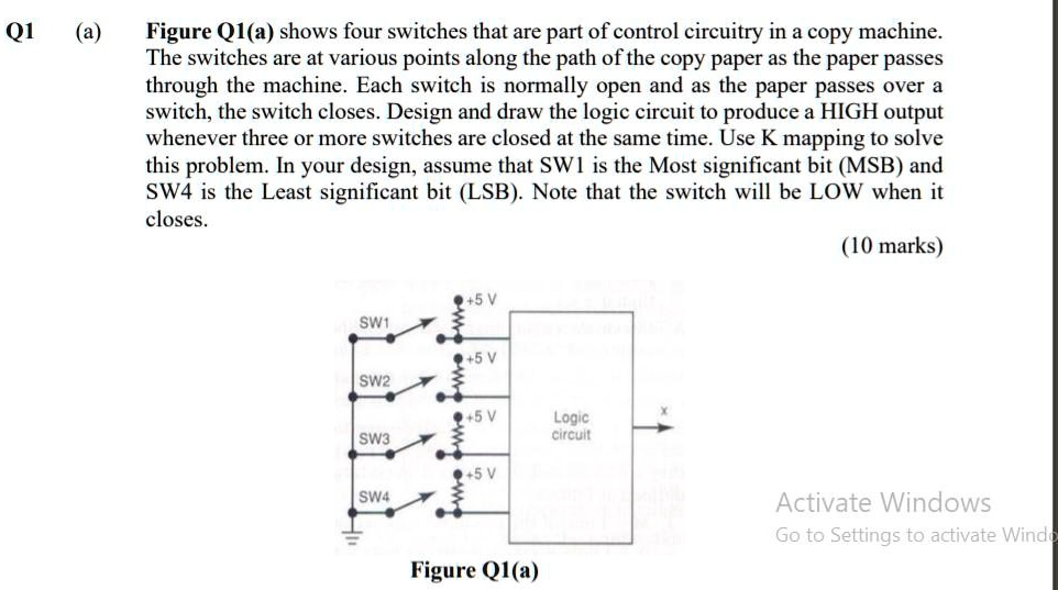 Q1 (a) Figure Q1(a) shows four switches that are part of control ...