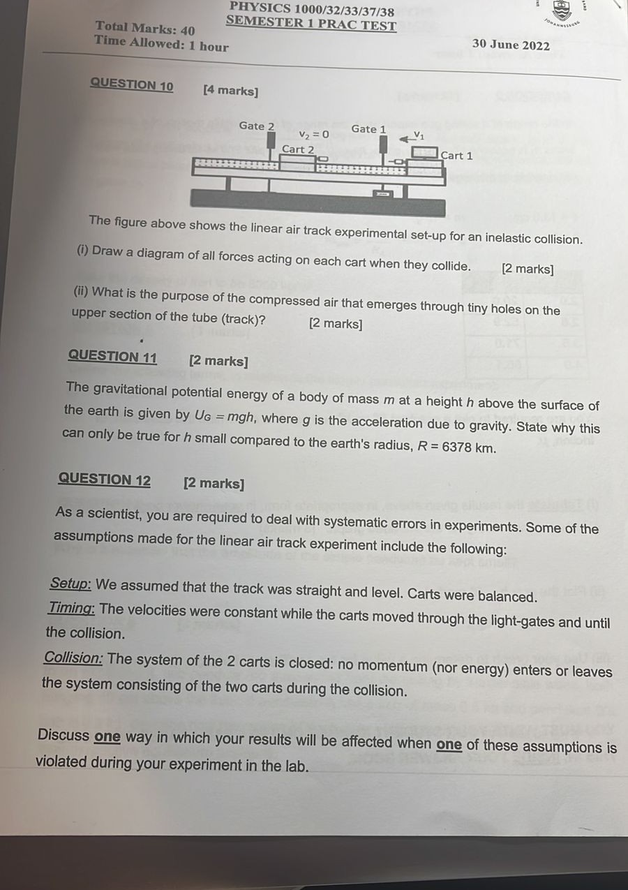 SOLVED: PHYSICS 1000 / 32 / 33 / 37 / 38 Total Marks: 40 SEMESTER 1 ...