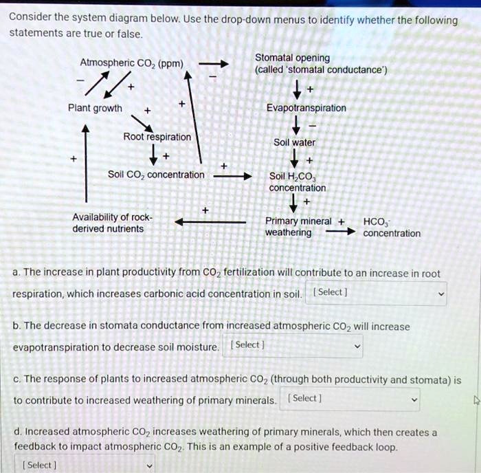 Consider the system diagram below. Use the drop-down menus to identify ...