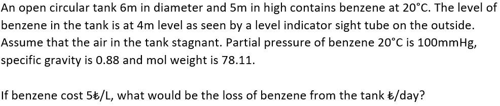 SOLVED: An open circular tank 6m in diameter and 5m in height contains ...