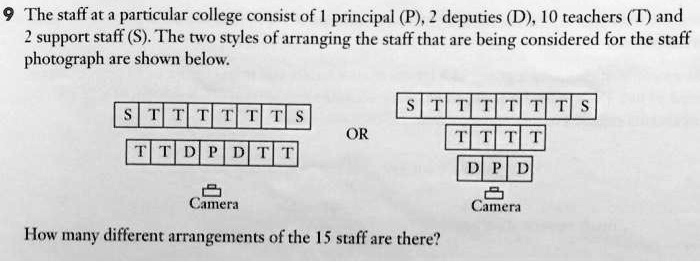 9 The staff at a particular college consist of 1 principal (P), 2 ...