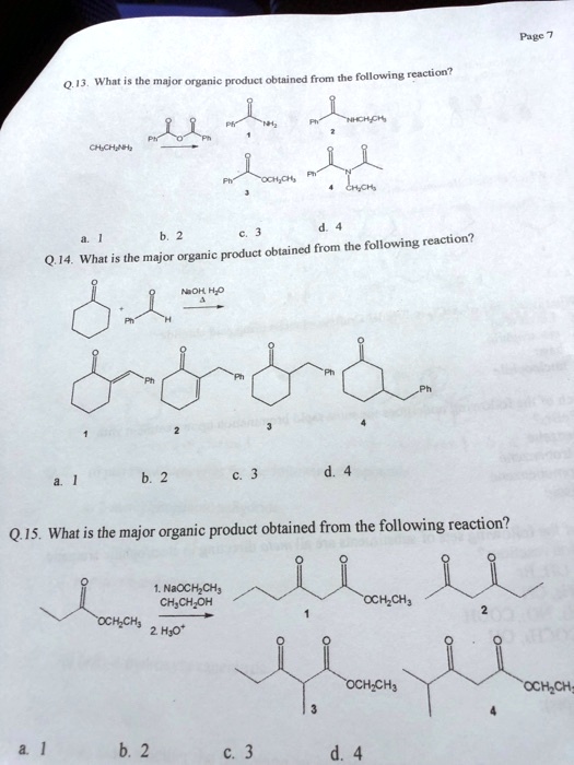 SOLVED: Pake rcnclion? 0IJ What the major Orginic product obtained from ...