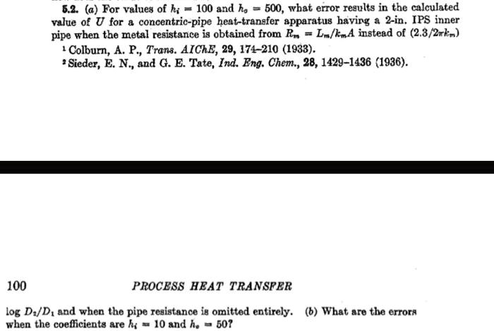 5.2. (a) For values of hi = 100 and ho = 500, what error results in the ...