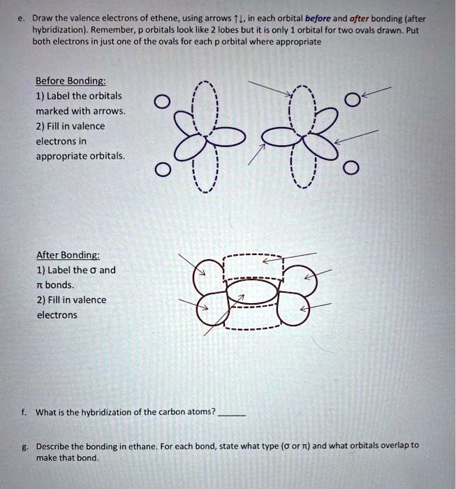 SOLVED:Draw the valence electrons of ethene, using arrows 14, in each orbital before and ofter ...