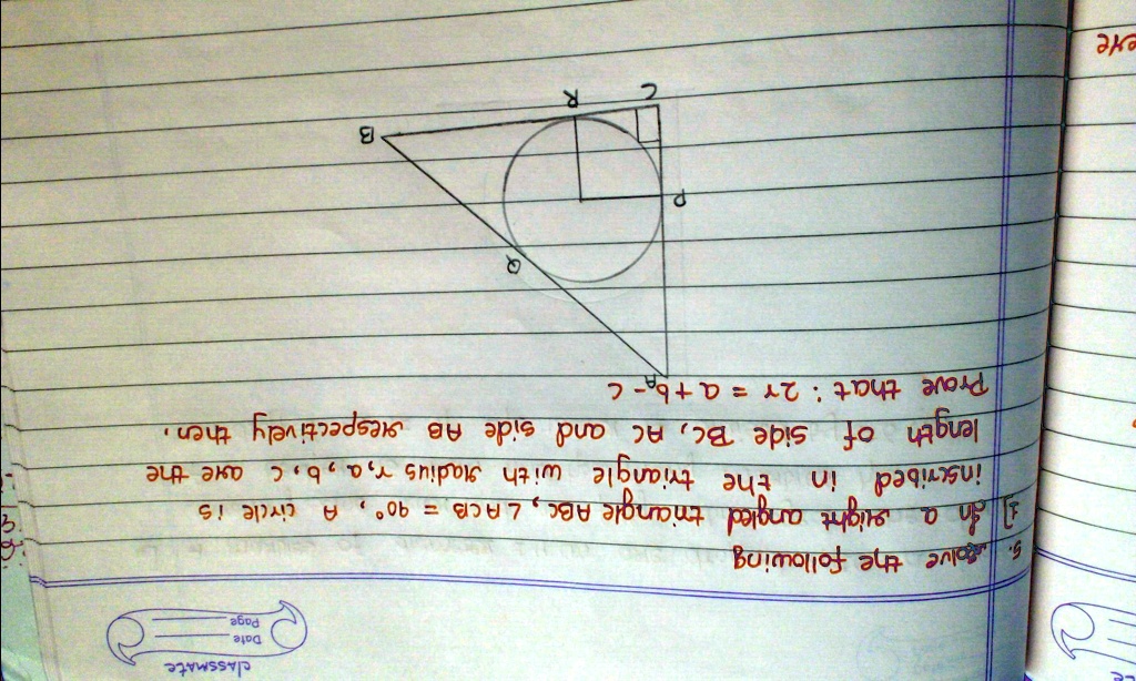 SOLVED: In a right-angled triangle ABC, angle ABC is 90Â°. A circle is ...