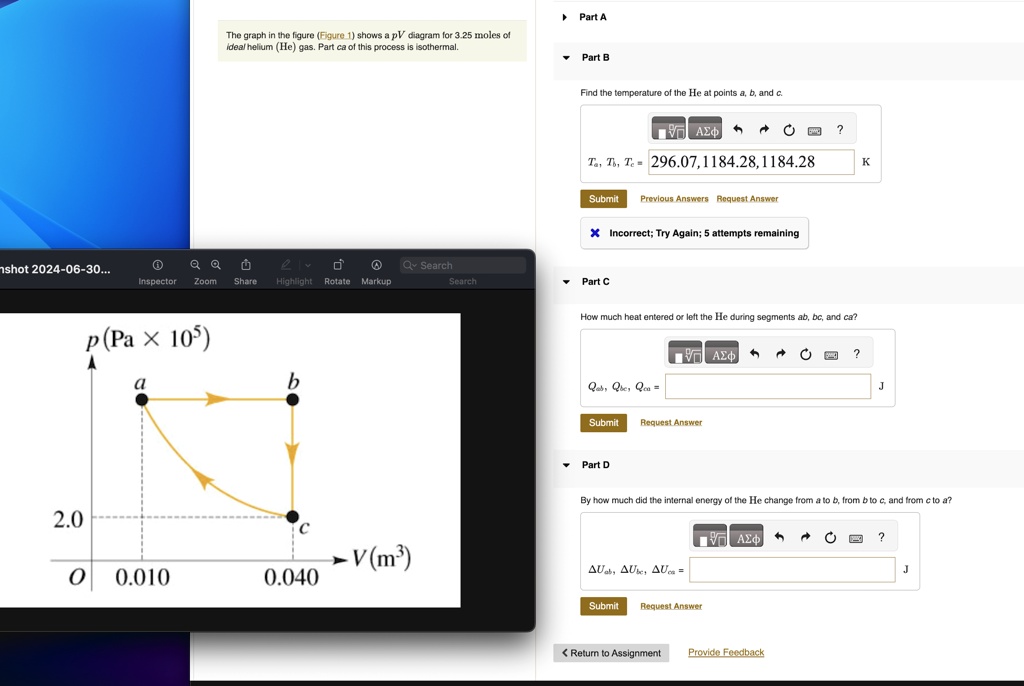 The graph in the figure (Figure 1) shows a pV diagram for 3.25 moles of ...