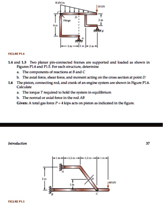 FIGURE P1.4 8 kN/m 10 kN D Hinge 2 m 4 m 3 m 1 m 2 m B 1.4 and 1.5 Two ...