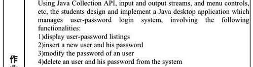 SOLVED: Using Java Collection APl.input and output streams.and menu ...