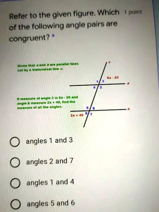 SOLVED: Refer to the given figure. Which 'point of the following angle ...