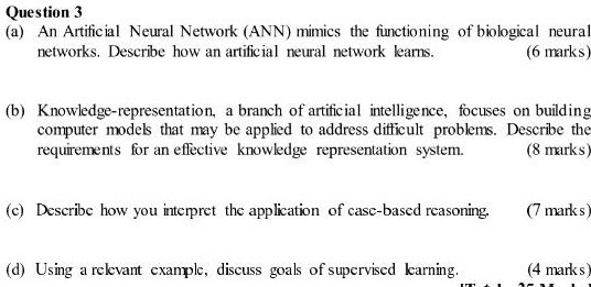 SOLVED: Question 3: An Artificial Neural Network (ANN) mimics the ...