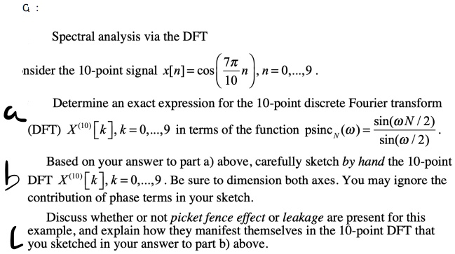spectral analysis via the dft nsider the 10 point signal xn cos n09 10 ...