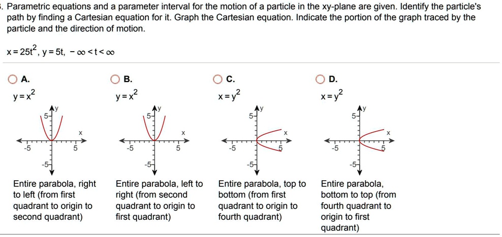 SOLVED:Parametric equations and a parameter interval for the motion of a particle in the xy ...