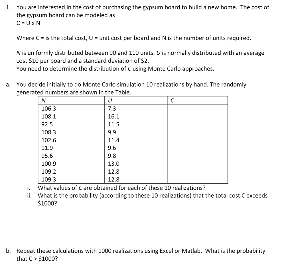 SOLVED: You are interested in the cost of purchasing the gypsum board to build a new home: The ...