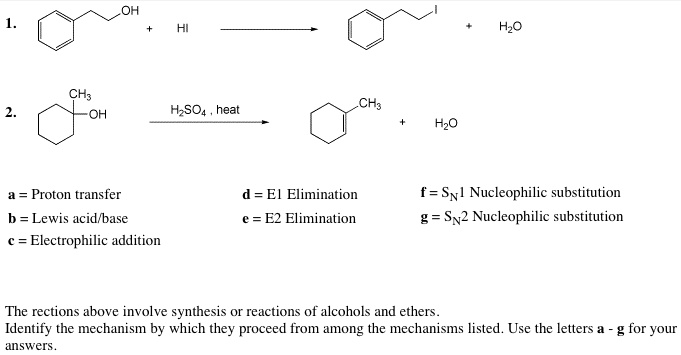 SOLVED: Identifying reaction mechanisms: 1. OH + HI + H2O -> CH3 + CH3 ...