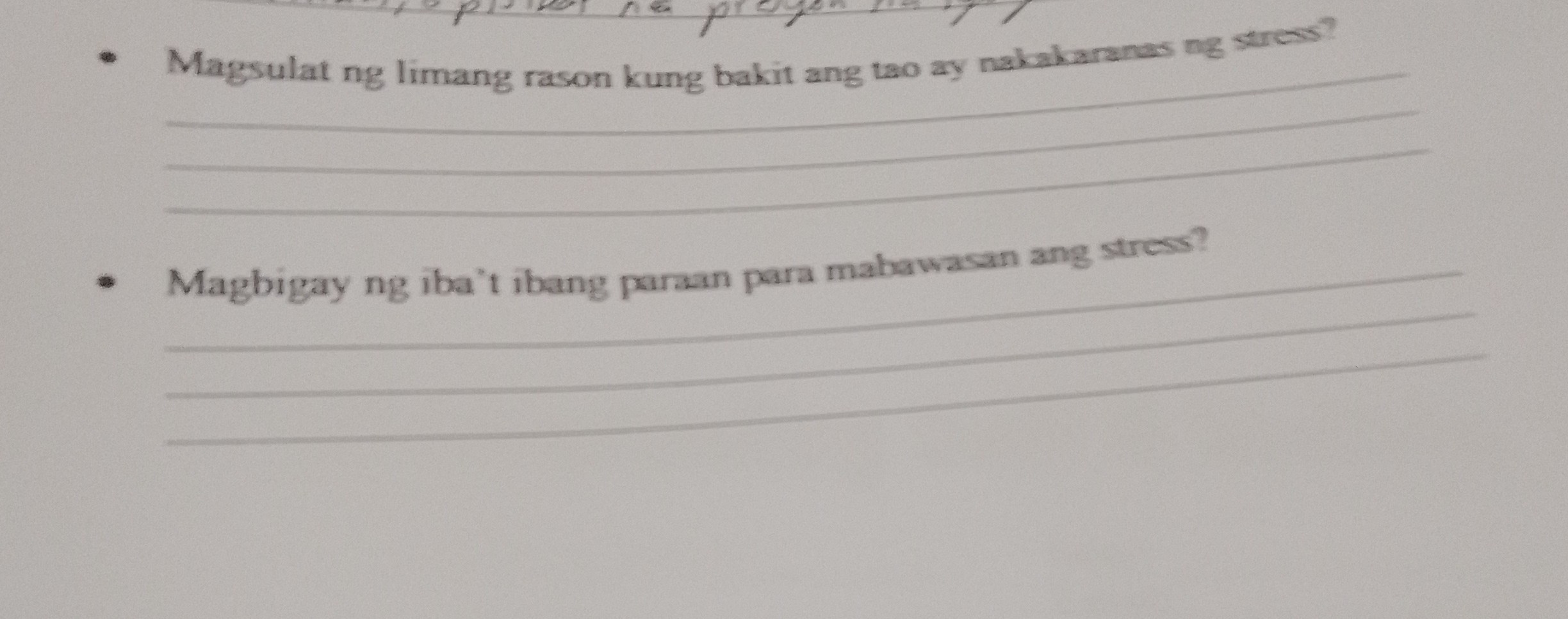 - Magsulat ng limang rason kung bakit ang tao ay nakakaranas ng sures? - Magbigay ng iba't ibang ...