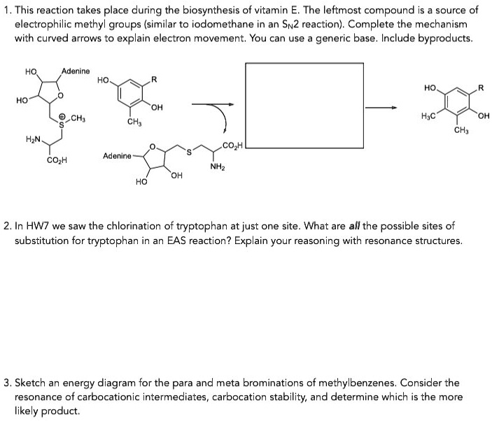SOLVED: This reaction takes place during the biosynthesis of vitamin E The leftmost compound is ...