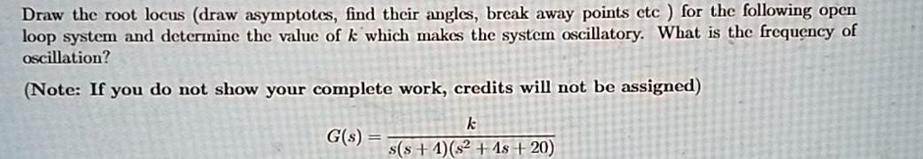 SOLVED: Draw the root locus (draw asymptotes, find their angles ...