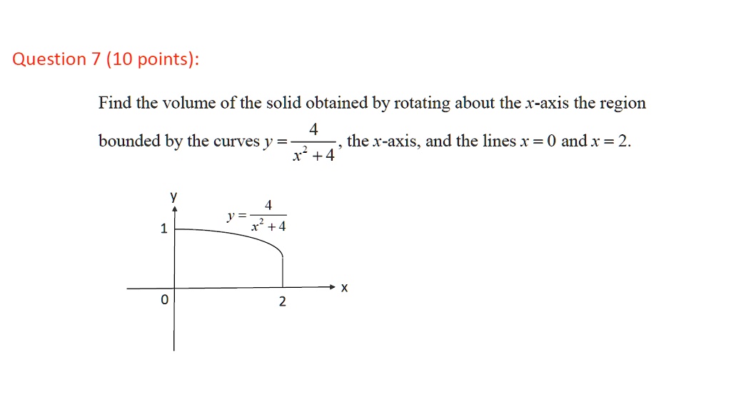 Solved Question 7 10 Points Find The Volume Of The Solid Obtained