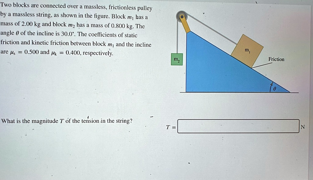 two blocks are connected over a massless frictionless pulley by a massless string as shown in ...