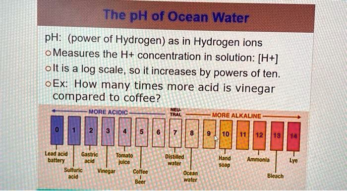 The pH of Ocean Water pH: (power of Hydrogen) as in Hydrogen ions ...