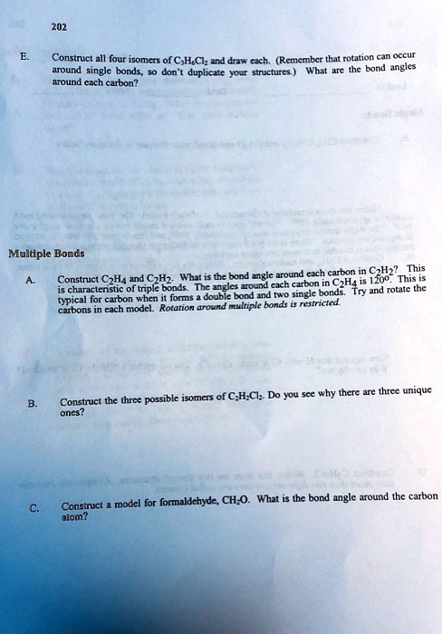 E. Construct all four isomers of C3H6Cl2 and draw each. (Remember that ...
