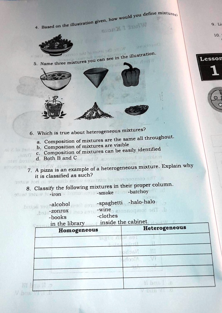 SOLVED: Please help, the correct answer is needed. How would you define a mixture? Provide an ...