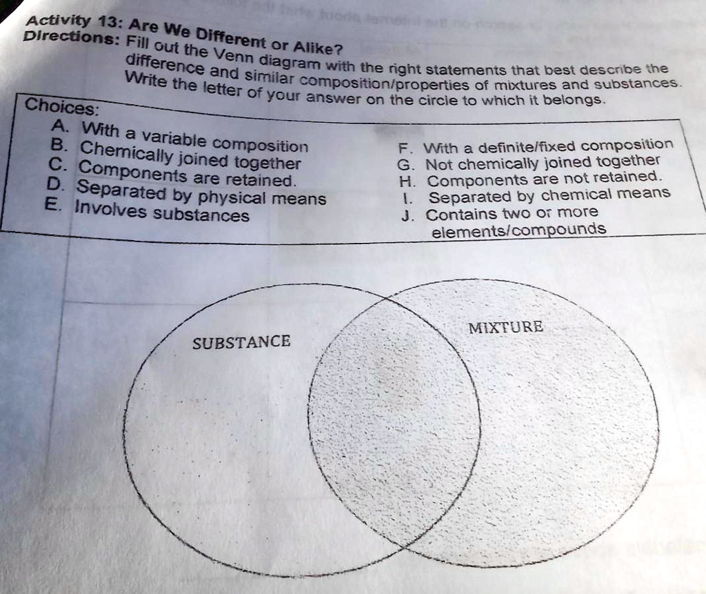 SOLVED: Activity 13: Are We Different or Alike? Directions: Fill out ...