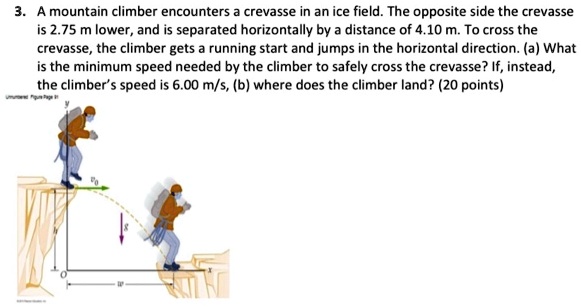 SOLVED: A mountain climber encounters crevasse in an ice field The ...