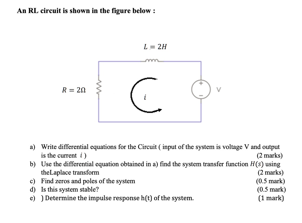 An RL circuit is shown in the figure below : L = 2H R = 2? a) Write ...