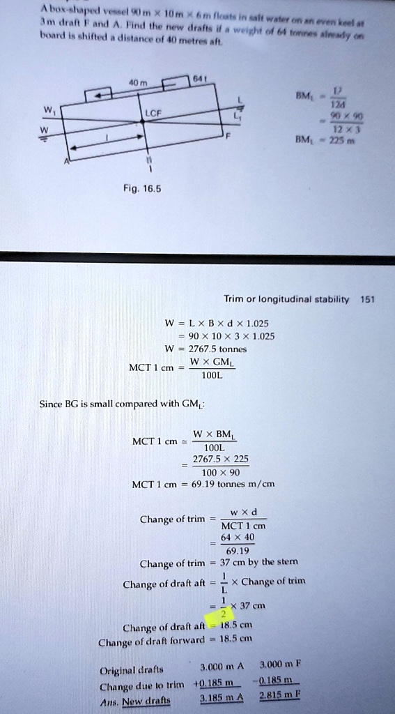 where from that 2 comes off a box shaped vessel 90m x 10m x 6m floats ...