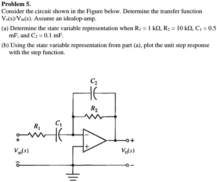 SOLVED: Problem 5. Consider the circuit shown in the Figure below. Determine the transfer ...