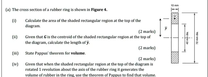 SOLVED: The cross section of a rubber ring is shown in Figure 1 ...