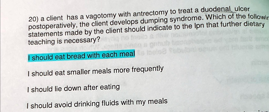 VIDEO solution: A client has a vagotomy with antrectomy to treat a ...