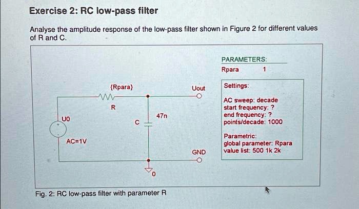 Exercise 2: RC low-pass filter Analyse the amplitude response of the ...