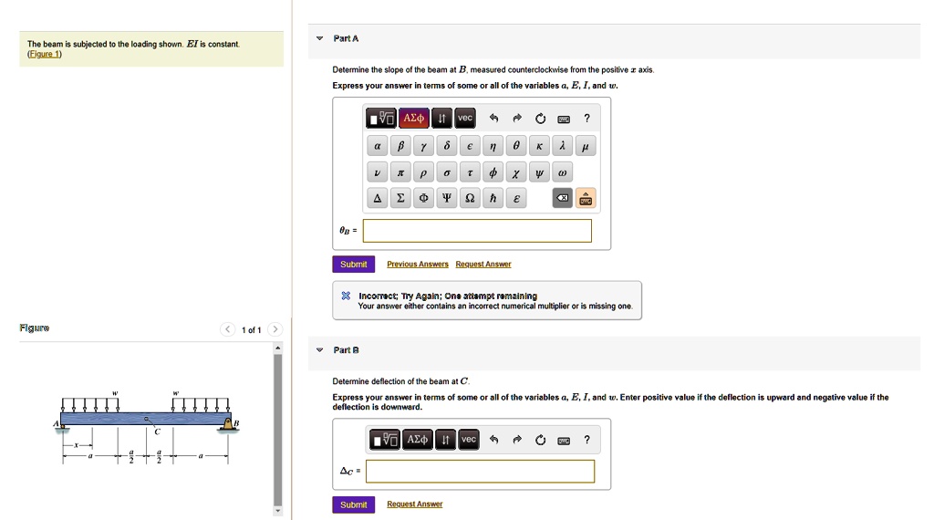 SOLVED: The beam is subjected to the loading shown. I is constant ...
