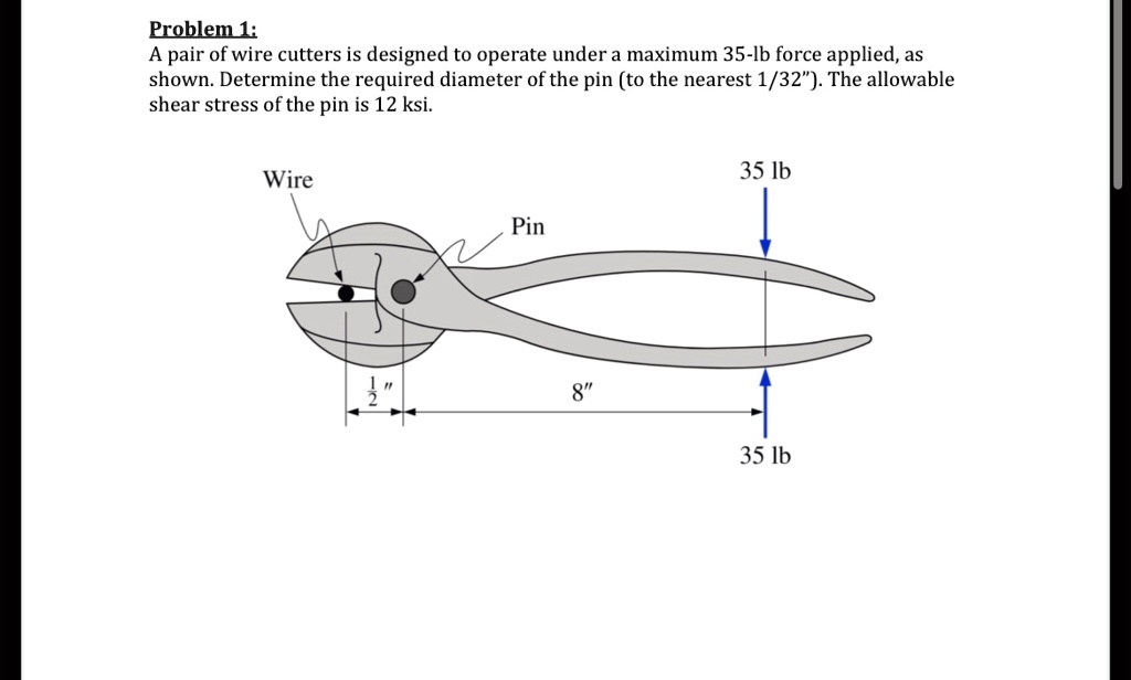 problem 1 a pair of wire cutters is designed to operate under a maximum ...