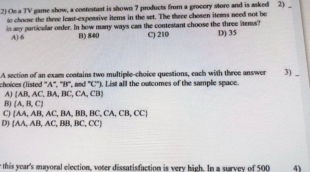 SOLVED: A show contestant is shown 7 products from a grocery store and ...
