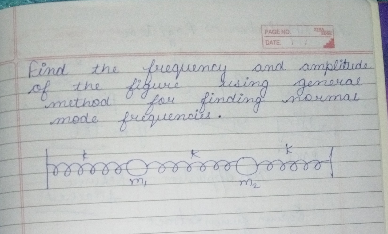 Find the frequency and amplitude of the figure using general method for finding normal mode ...