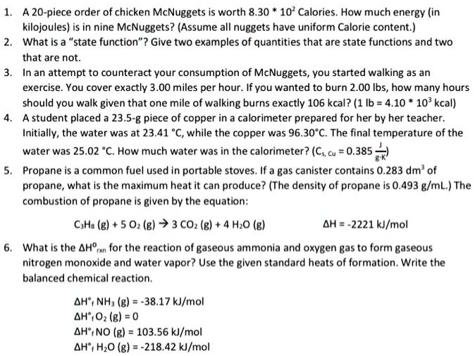 SOLVED: A 20-piece order of chicken McNuggets is worth 8.30 102 ...