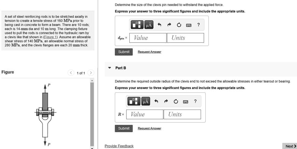 SOLVED: Determine the size of the clevis pin needed to withstand the ...