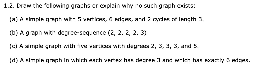SOLVED: 1.2. Draw the following graphs or explain why no such graph ...