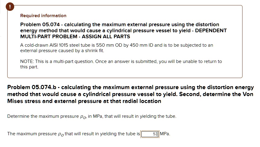 SOLVED: Problem 05.074 - Calculating the Maximum External Pressure ...