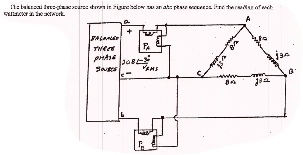 SOLVED: The balanced three-phase source shown in Figure below has an abc phase sequence. Find ...