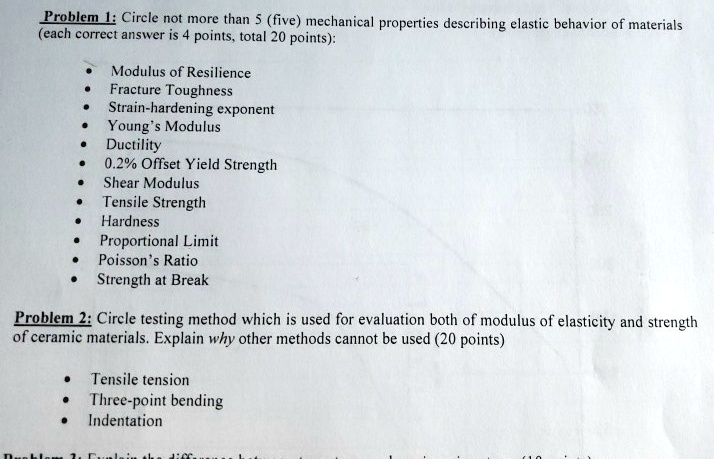 Problem 1: Circle not more than 5 (five) mechanical...
