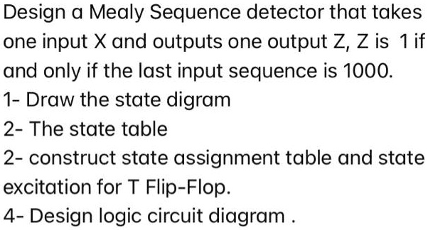 Solved Design A Mealy Sequence Detector That Takes One Input X And Outputs One Output Z Z Is 1