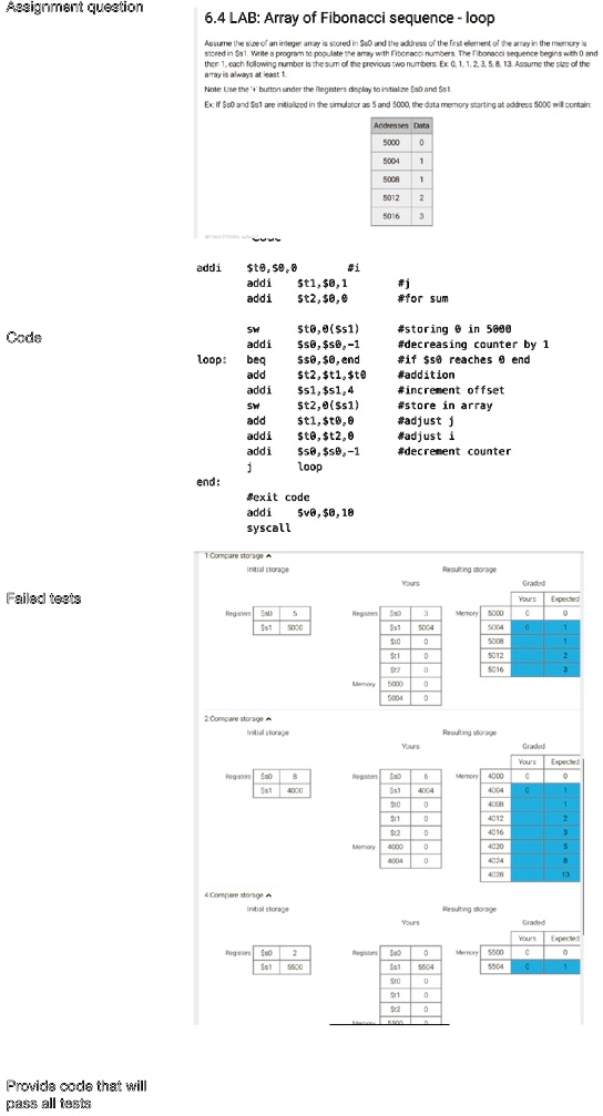 Solved 64 Lab Array Of Fibonacci Sequence Loop Assume The Size Of 
